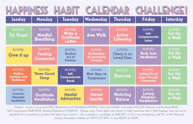 The Happiness Habit Calendar Challenge – The Bridge