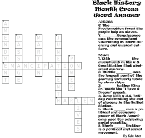 Black History Month Crossword Puzzle Answer Key – The Bridge