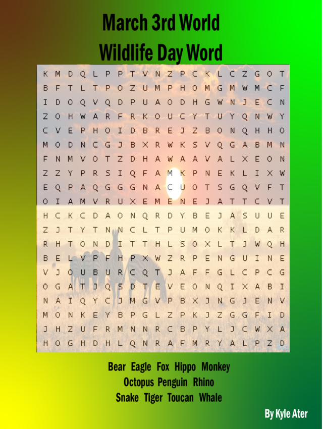 World Wildlife Day Word Search – The Bridge