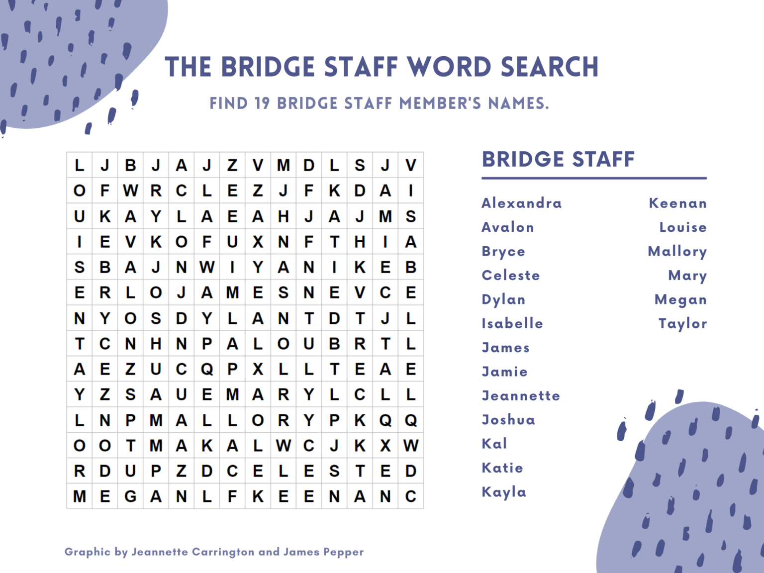Bridge Staff Word Search – The Bridge